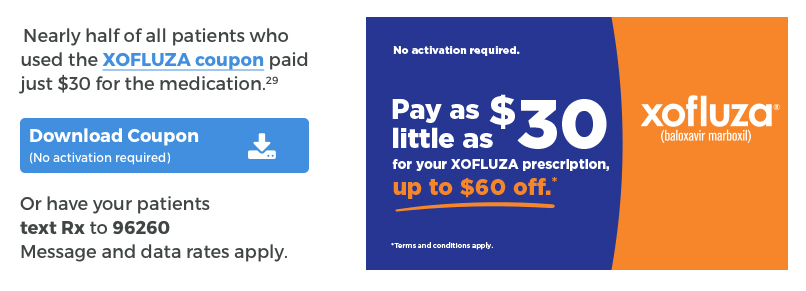 XOFLUZA® (baloxavir marboxil) Coupon for Your Patients | HCP